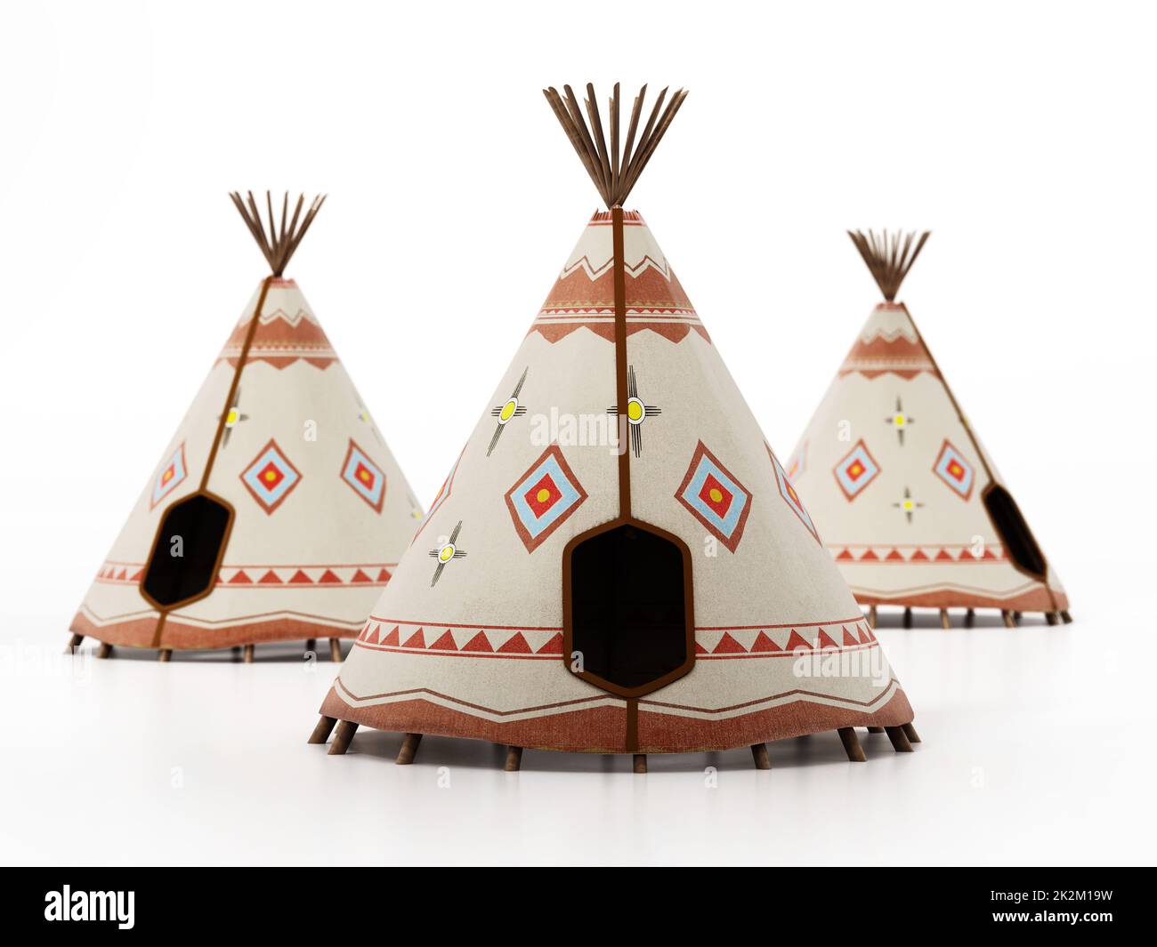 Indian tents isolated on white background. 3D illustration Stock Photo ...