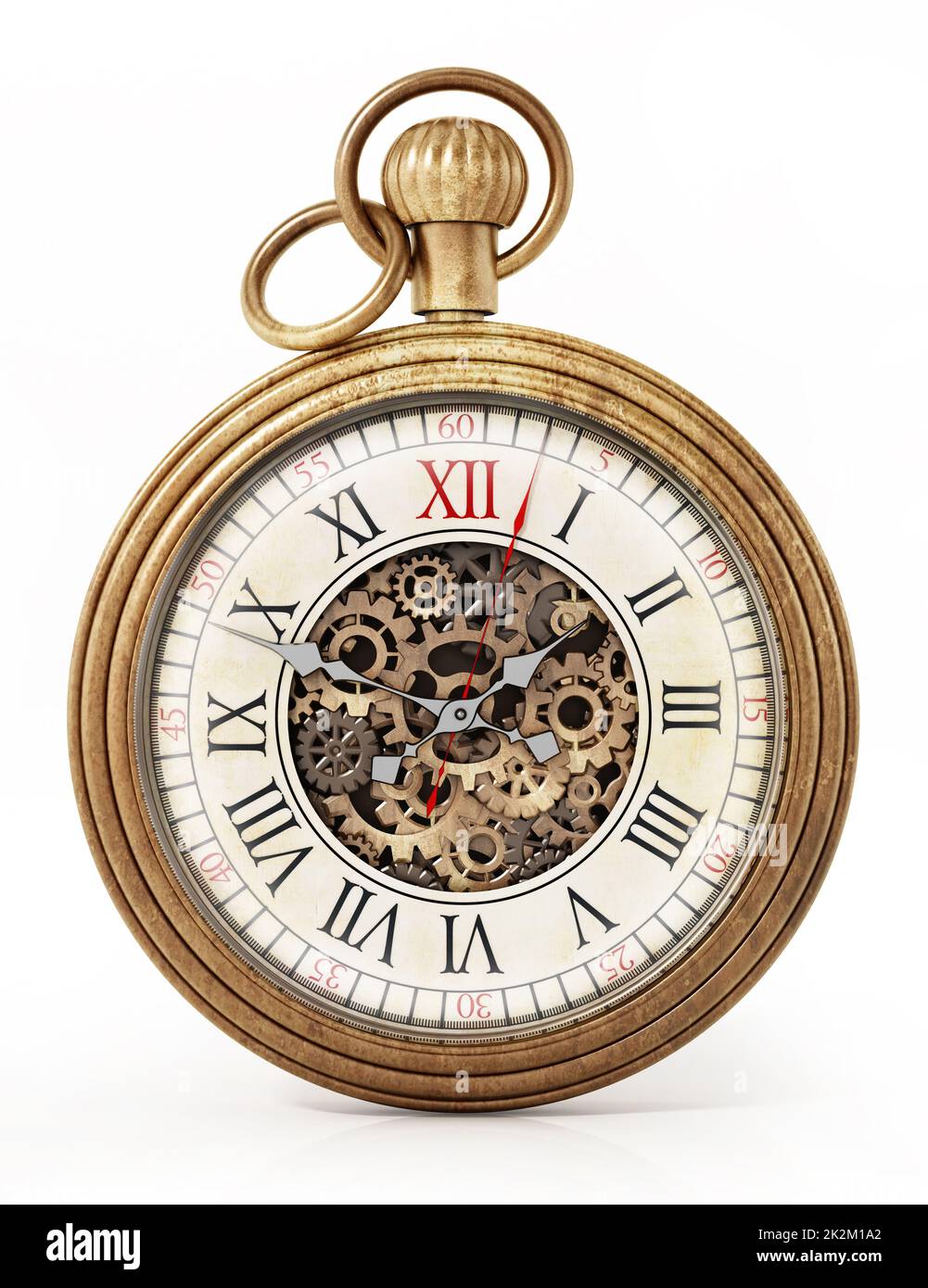 Antique pocket watch isolated on white background. 3D illustration ...
