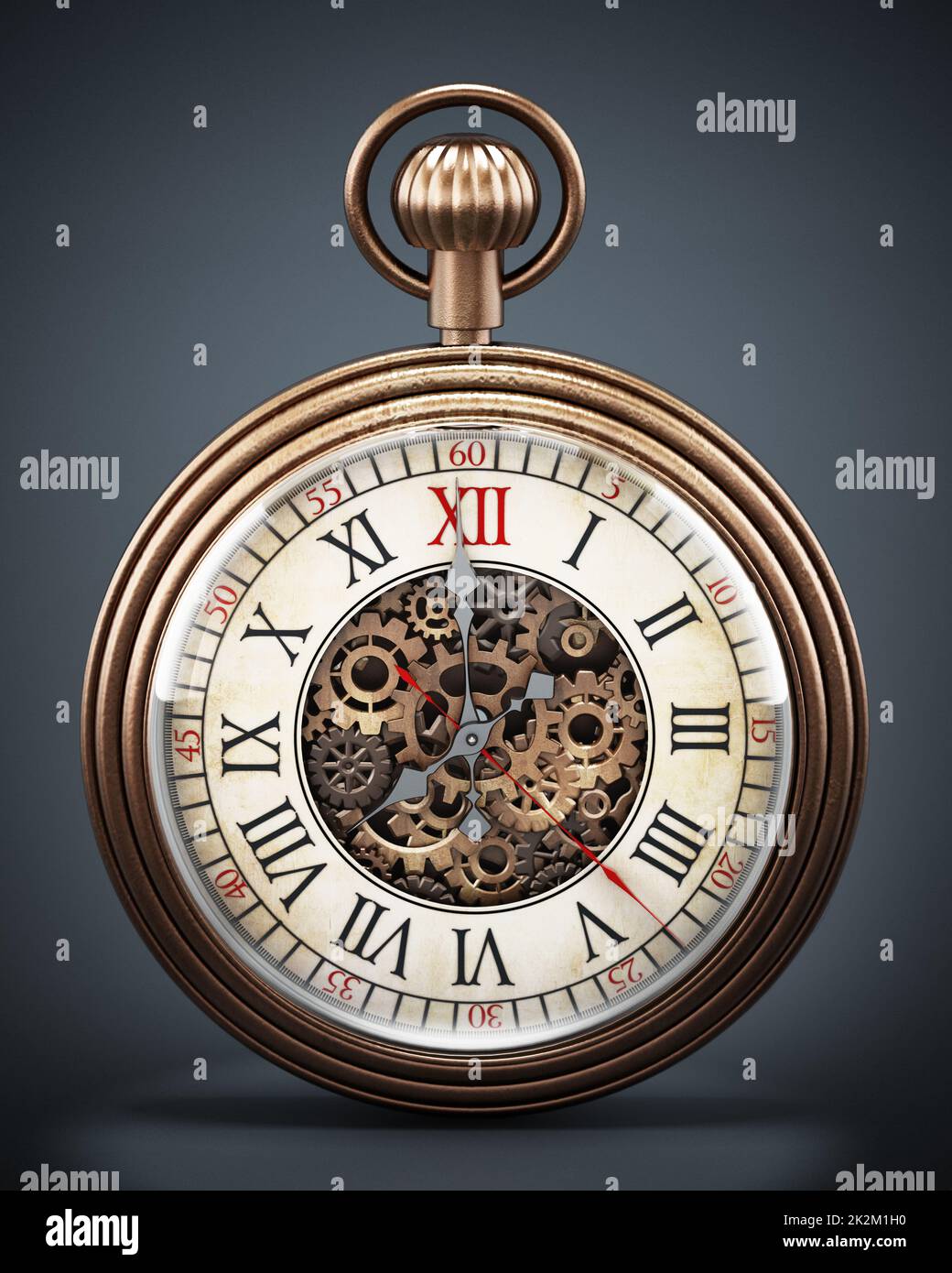 Antique pocket watch on dark background. 3D illustration Stock Photo ...