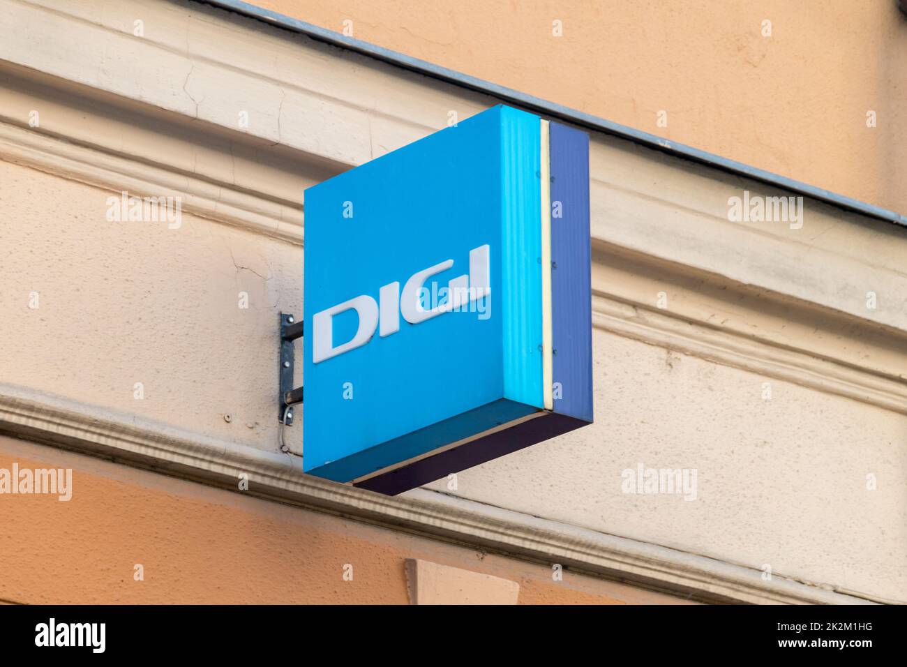 Debrecen, Hungary - June 11, 2022: Logo and sign of Digi Communications ...