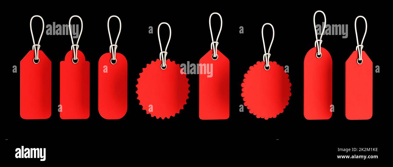Blank red price tags isolated on white background. 3D illustration ...