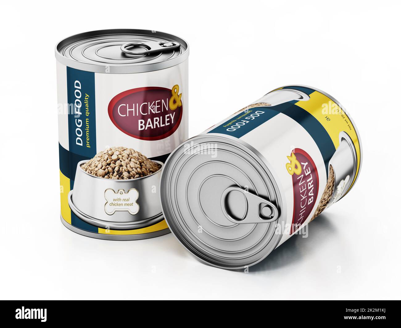Dog food in generic cans isolated on white background. 3D illustration ...