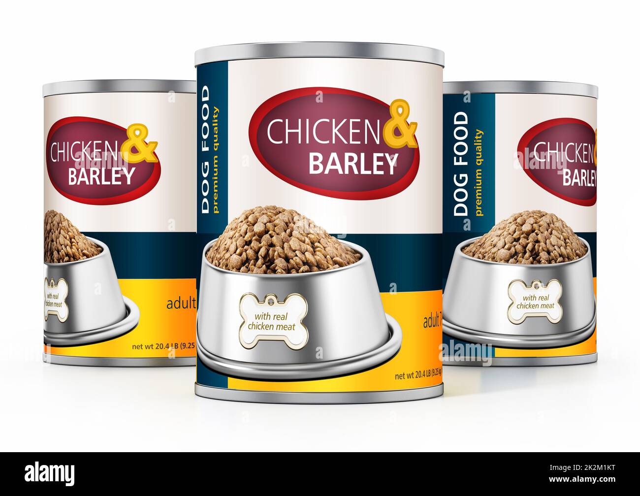 Dog food in generic cans isolated on white background. 3D illustration ...