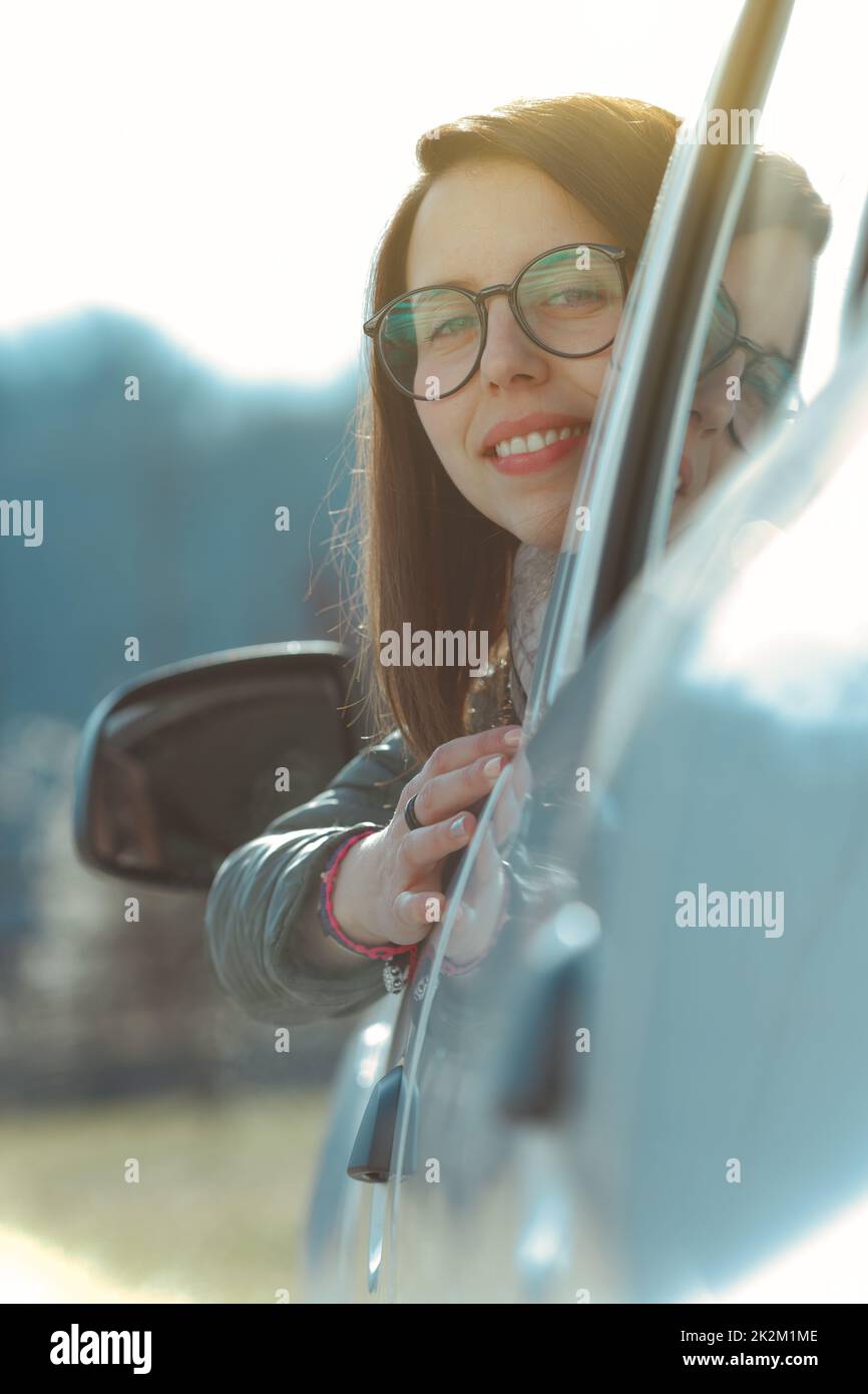 Car funny woman hi-res stock photography and images - Alamy