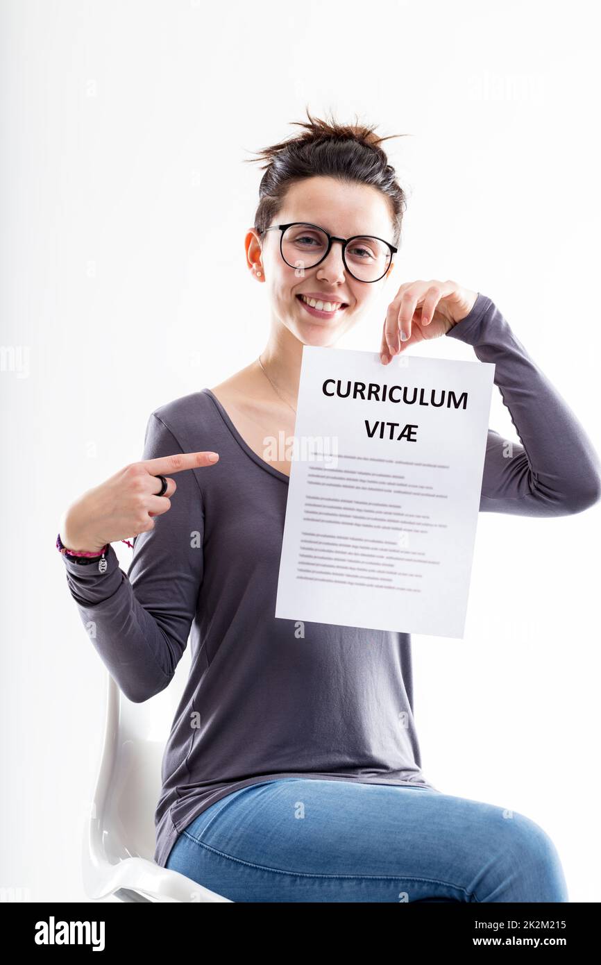 Woman submit resume application hi-res stock photography and images - Alamy