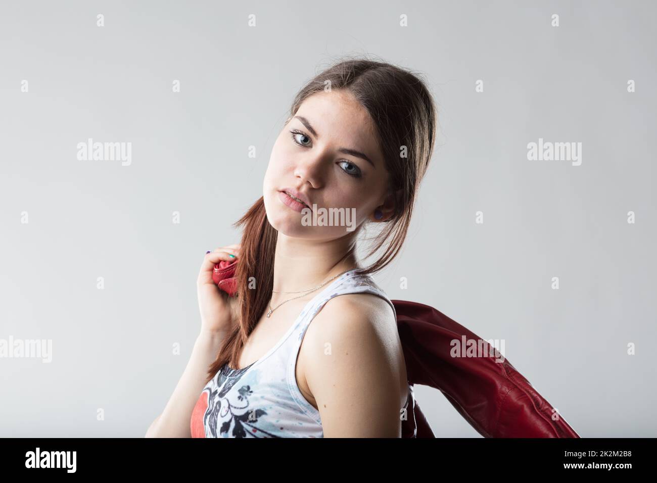 young girl with a model attitude Stock Photo - Alamy