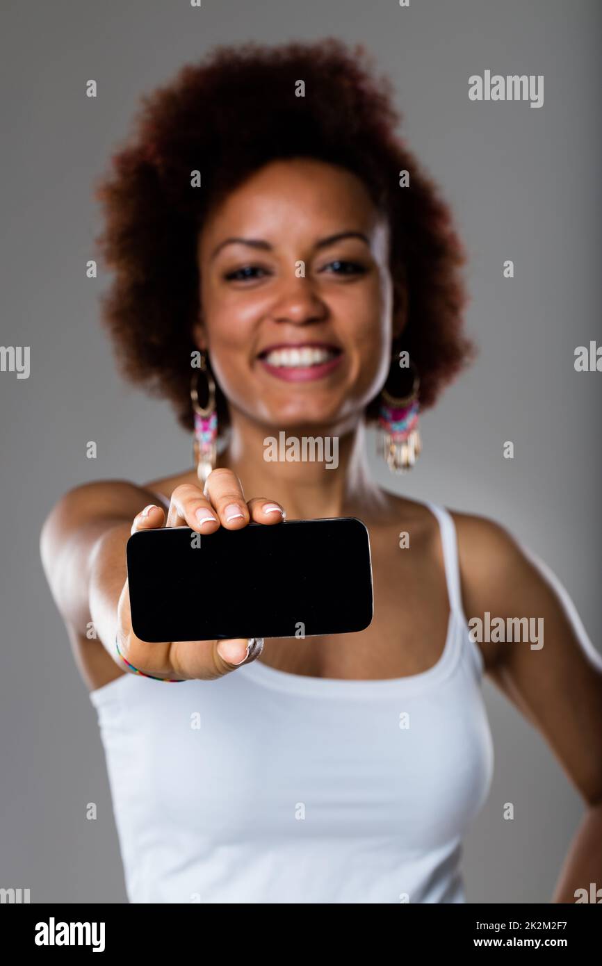 Digital phone screen showing woman hi-res stock photography and images ...
