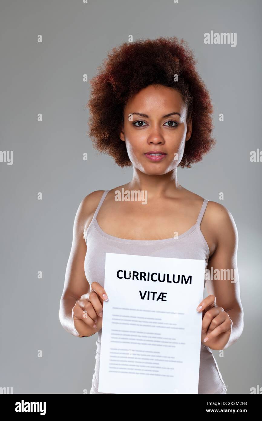 Young Black female job seeker with her CV Stock Photo - Alamy