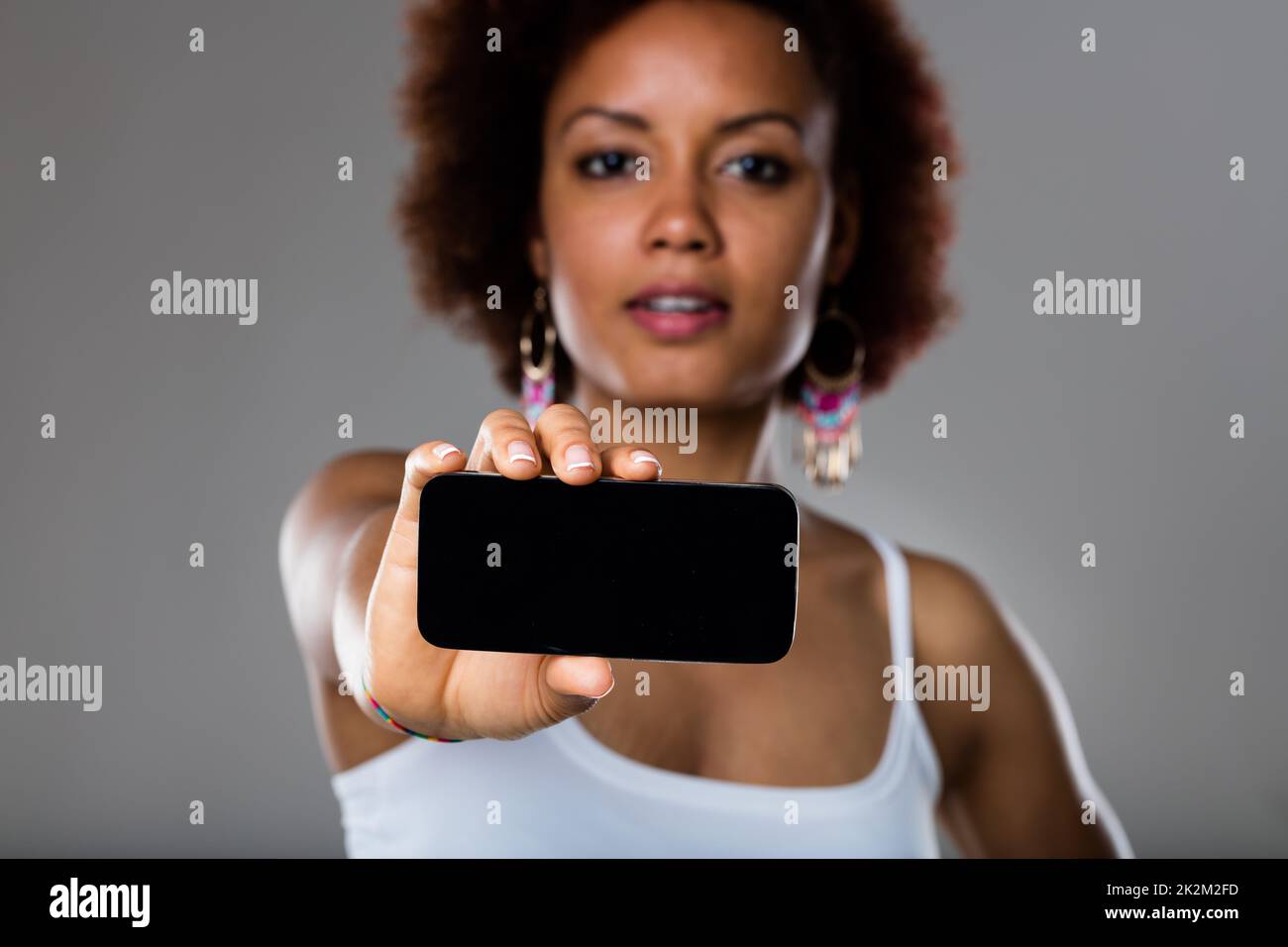 Digital phone screen showing woman hi-res stock photography and images ...