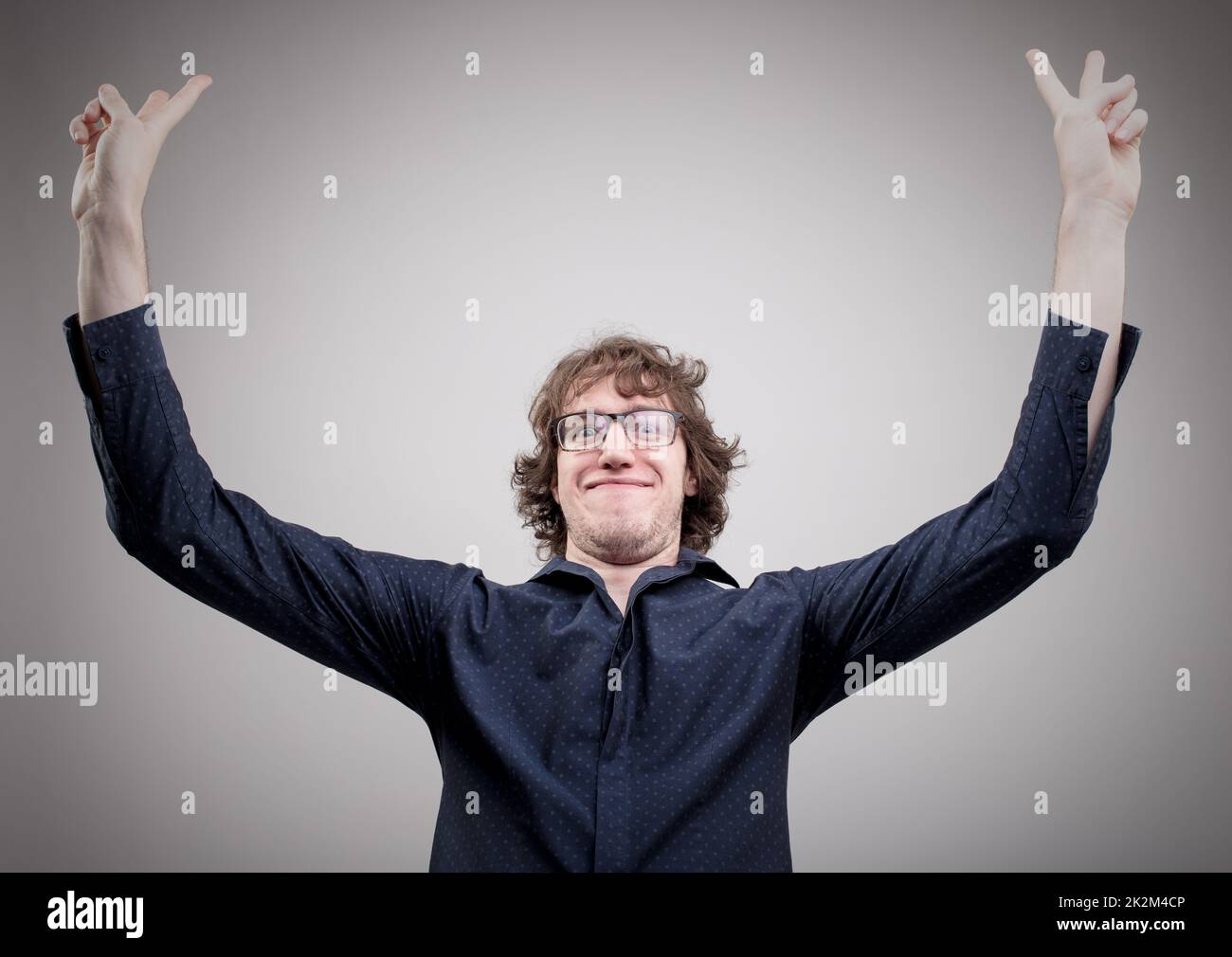 happy man exulting about success Stock Photo - Alamy