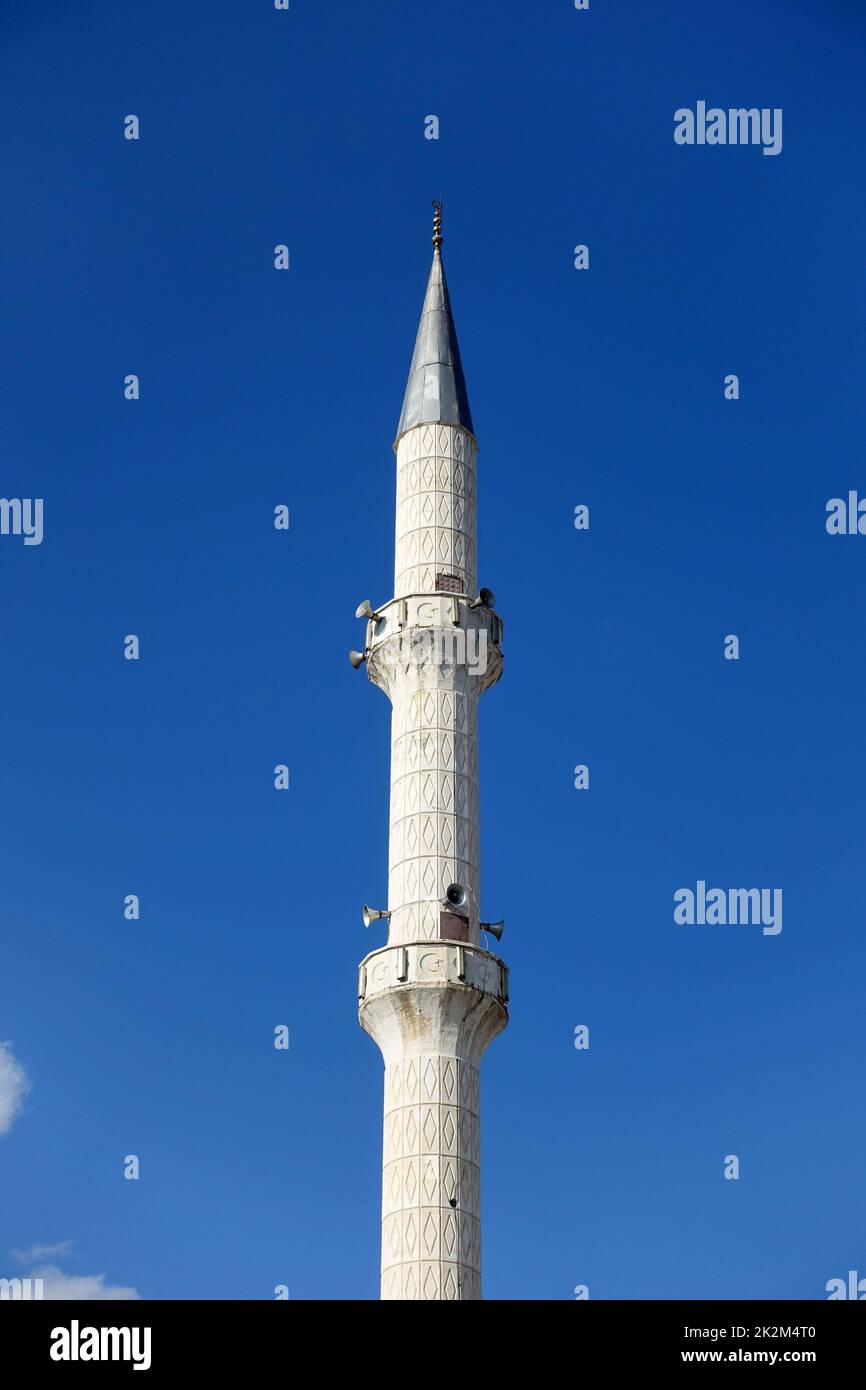 minarets reaching towards the blue sky, islam and minaret, minaret architecture in turkey Stock ...