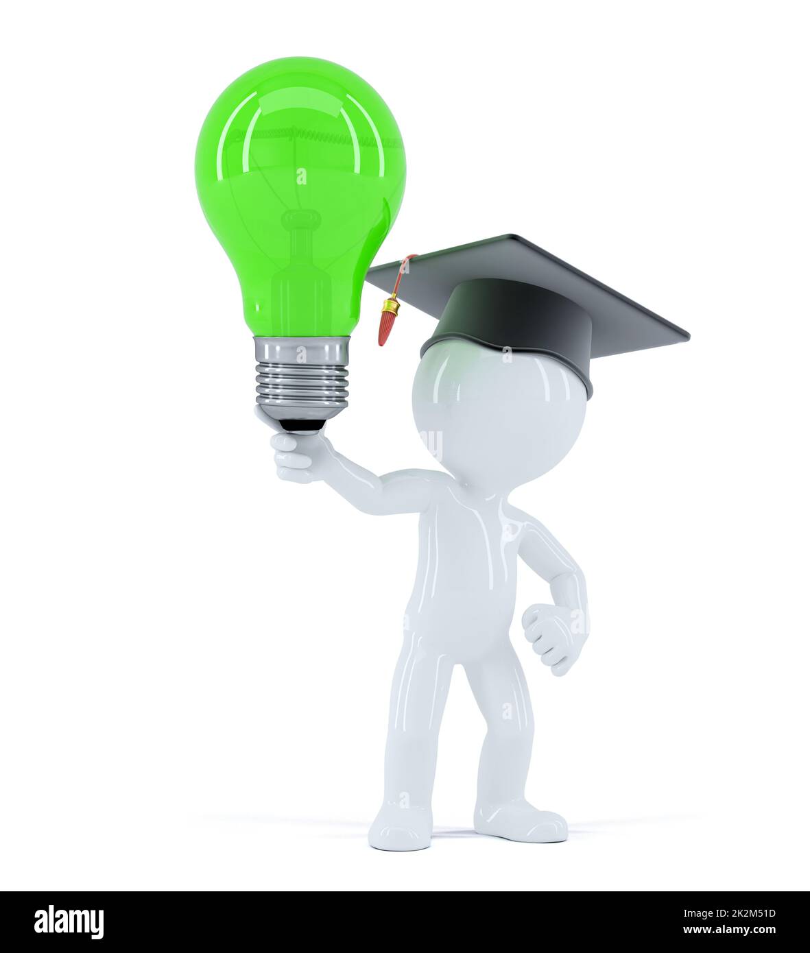 Student with green light bulb Stock Photo - Alamy