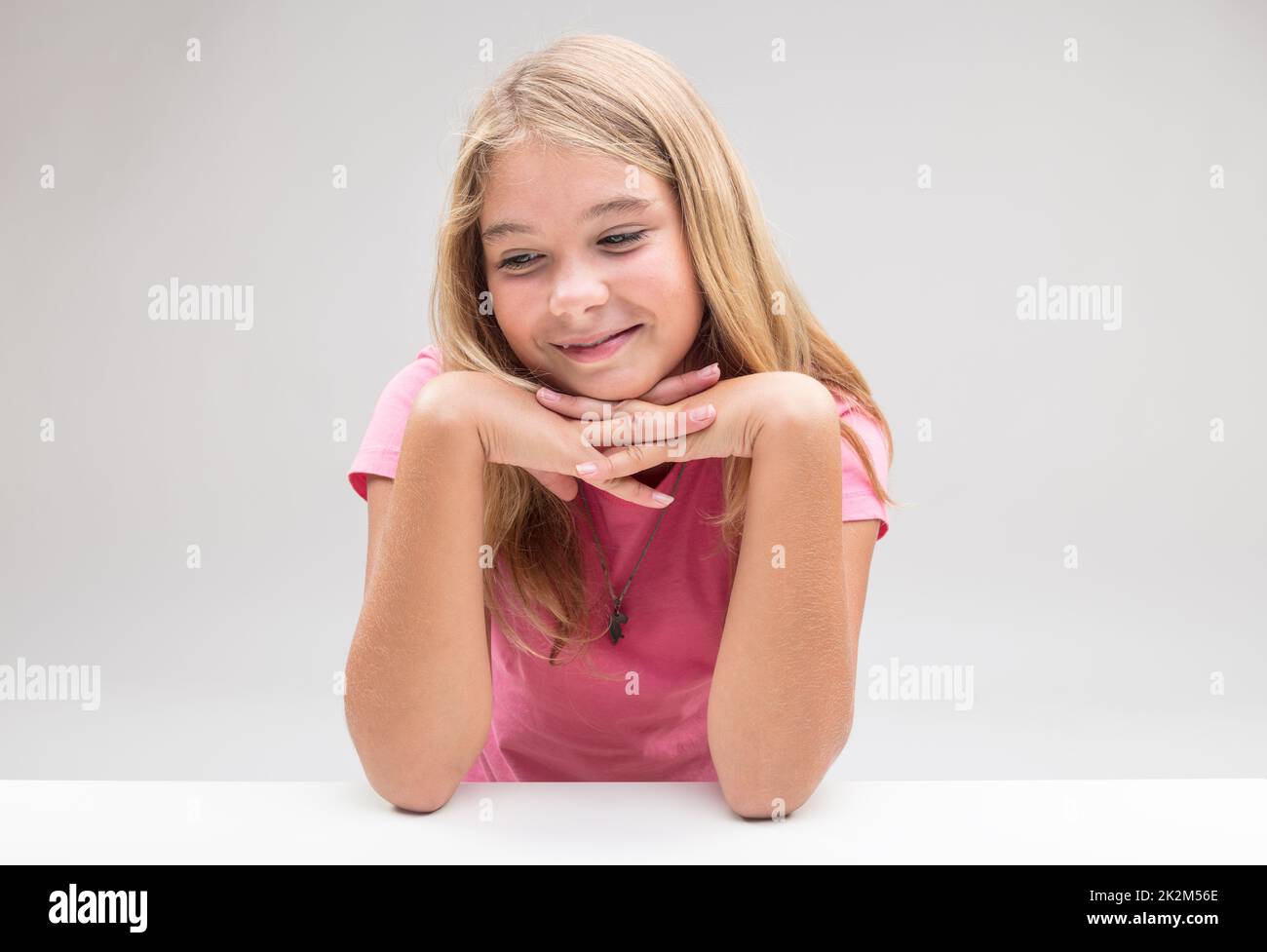 timid girl daydreaaming or thinking positive Stock Photo - Alamy