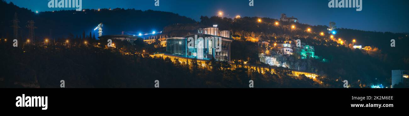 Tbilisi, Georgia. Night View Of complex of buildings, residence and ...