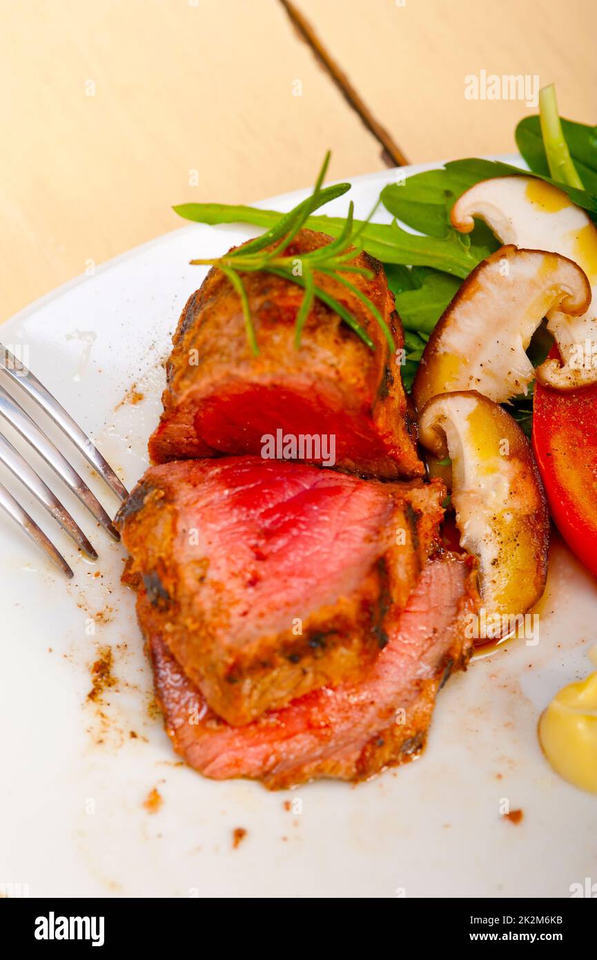 beef filet mignon grilled with vegetables Stock Photo - Alamy