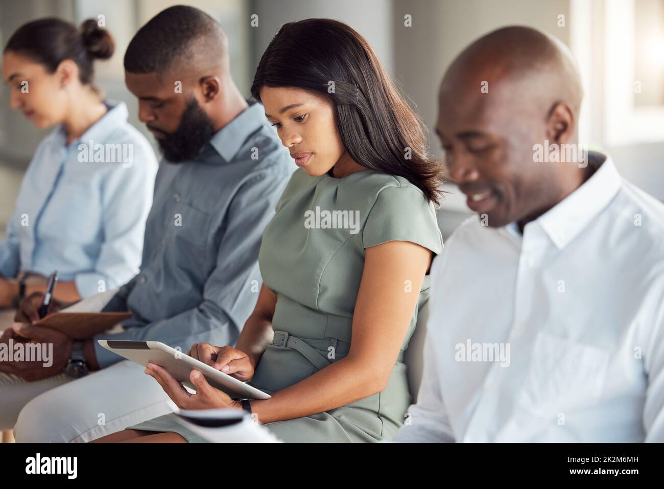 Corporate seminar and tablet for business notes for company workplace ...