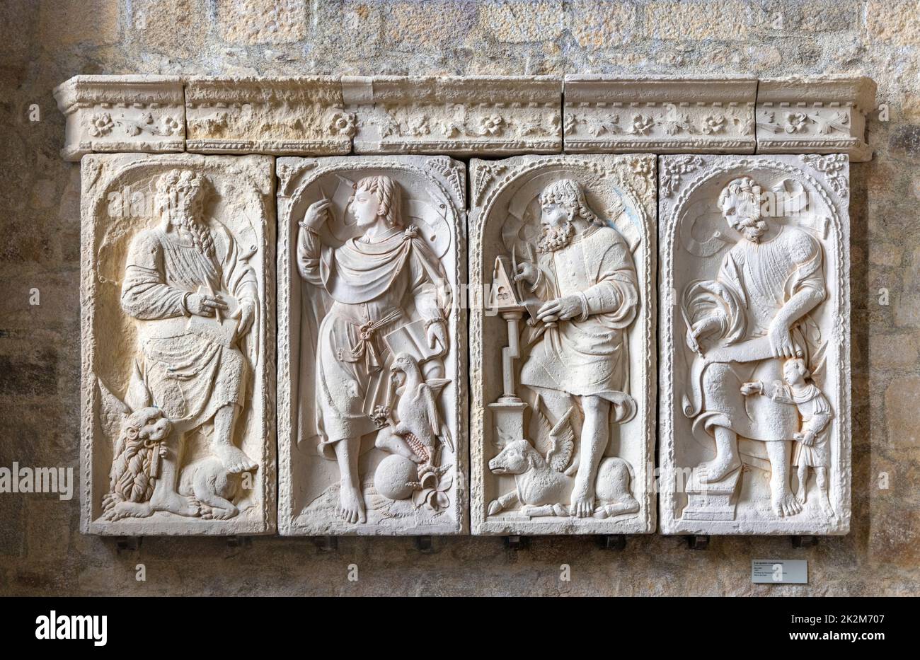 16th Century bas-relief carving of the Four Evangelists: Matthew, Mark ...