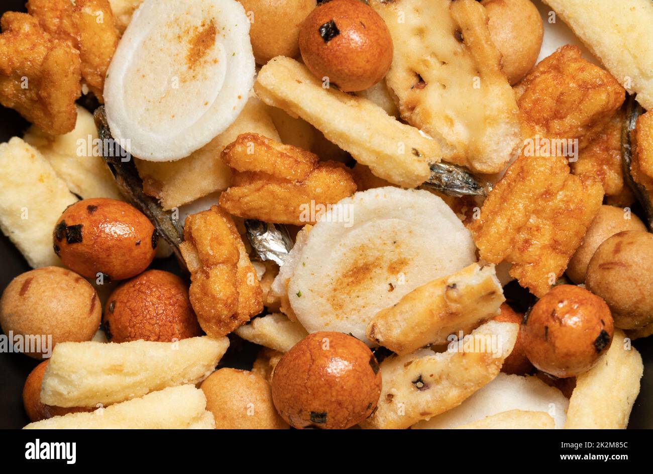 various japanese traditional snacks with crackers,dried fish etc Stock ...