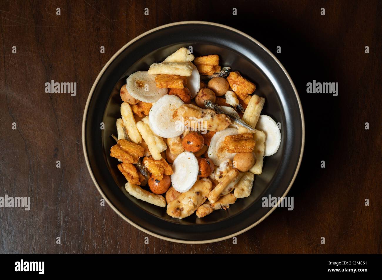 various japanese traditional snacks with crackers,dried fish etc Stock ...