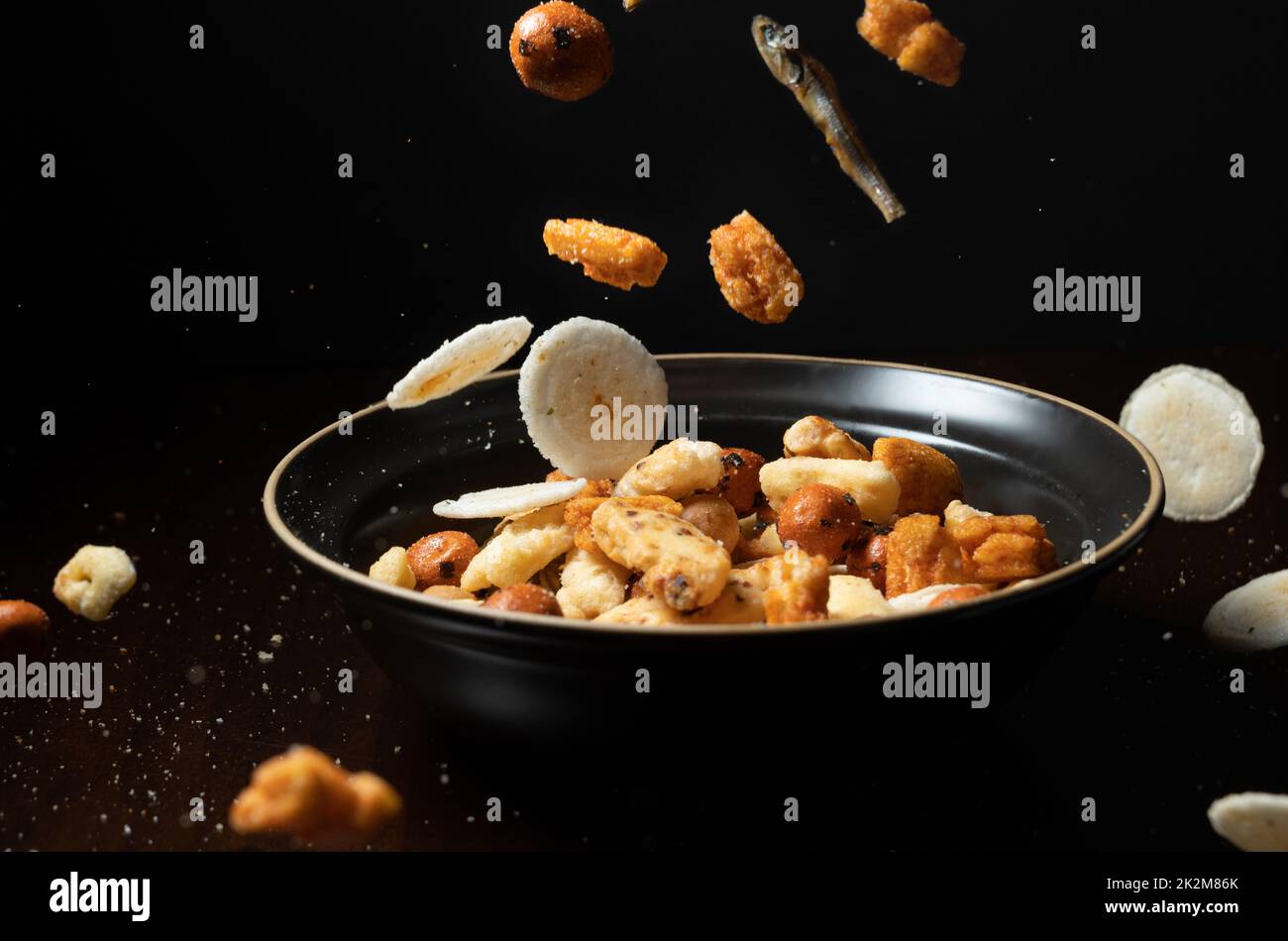 various japanese traditional snacks with crackers,dried fish etc Stock ...