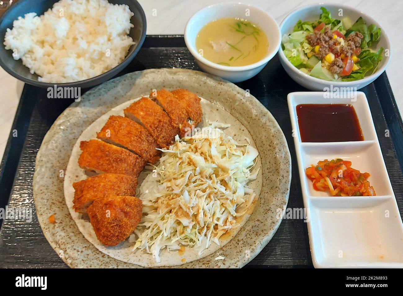 Chicken Katsu with Rice, Japanese Food at Cafe Jakarta, Indonesia Stock ...