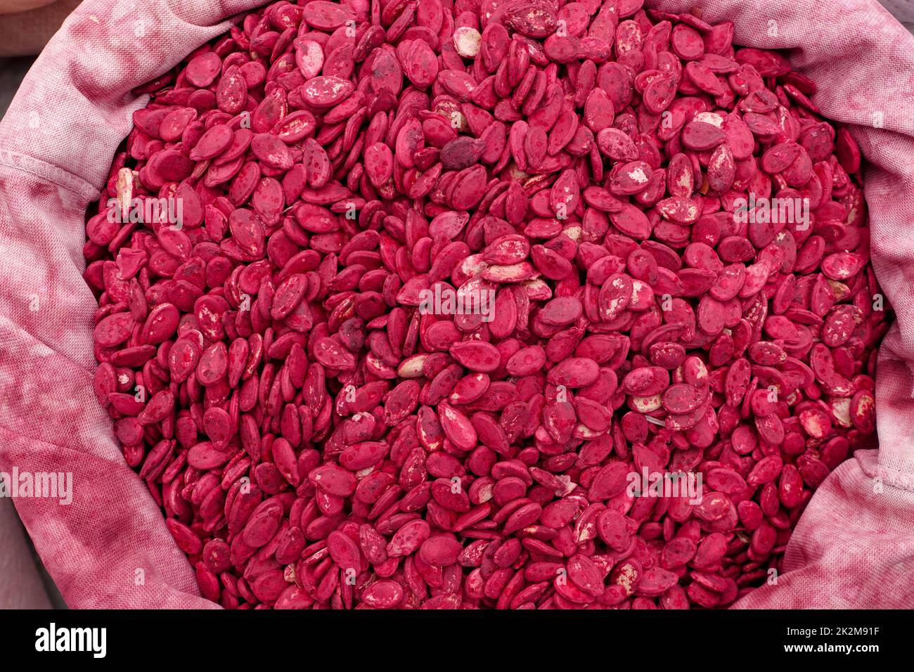Unpackaged edible pumpkin seeds sold in cloth bags, organic ancestor ...