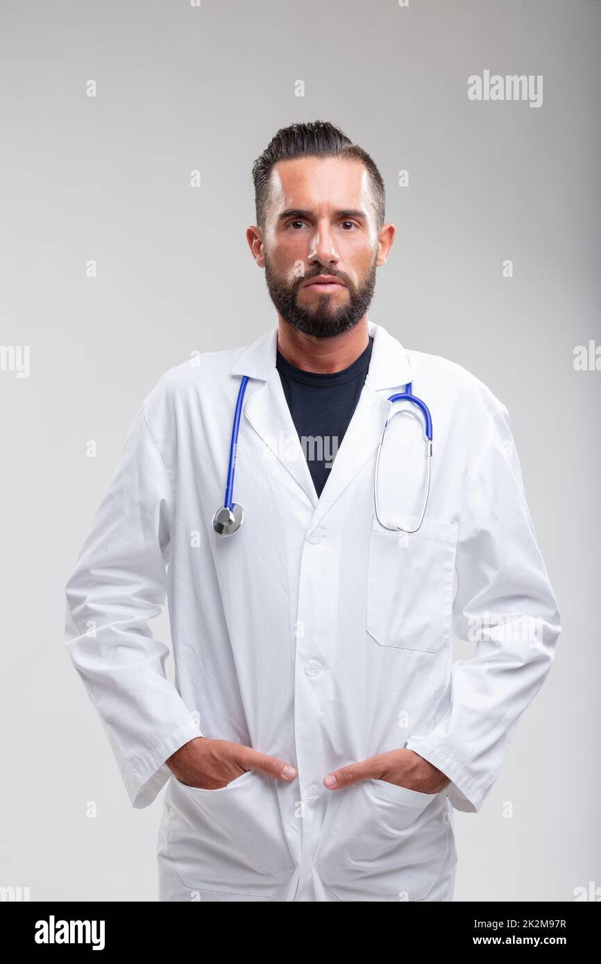 Bearded doctor in white hi-res stock photography and images - Alamy
