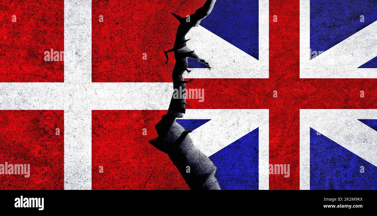 United Kingdom and Denmark flags together. Britain and Denmark relation ...