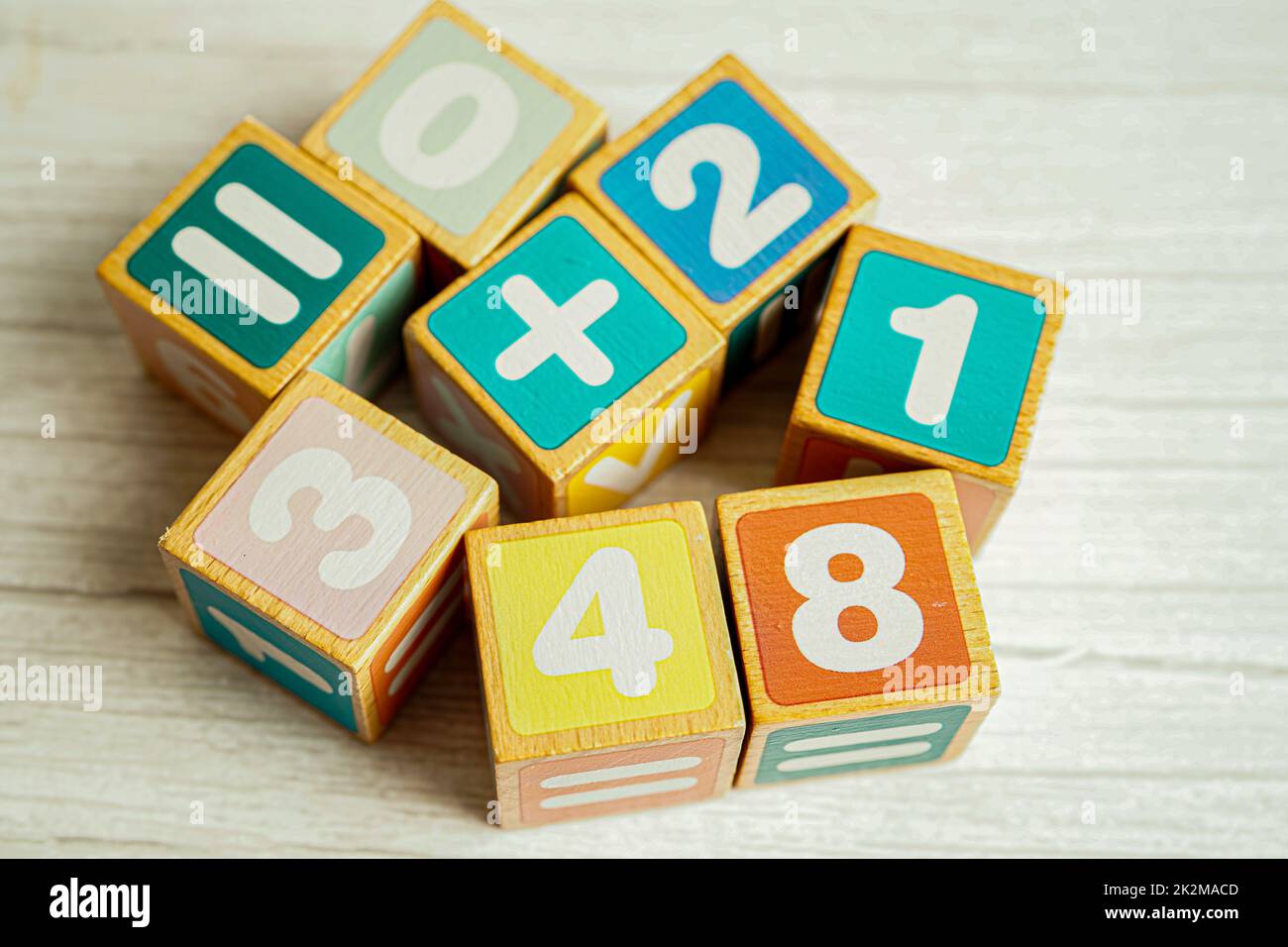 Number wood block cubes for learning Mathematic, education math concept ...