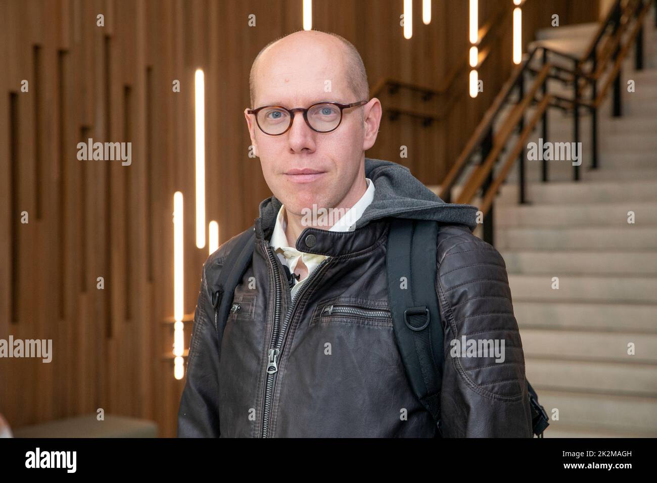 Jan Buelens poses for the photographer during a protest action of ...