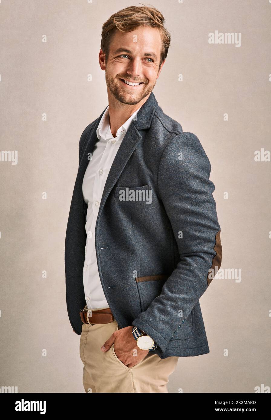 Handsome blazer pose for men hi-res stock photography and images - Alamy