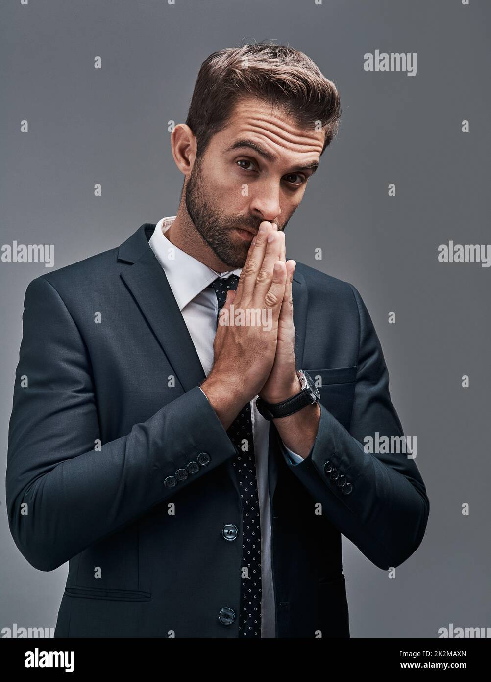 Risks are frightening but youve got to take them. Studio portrait of a ...