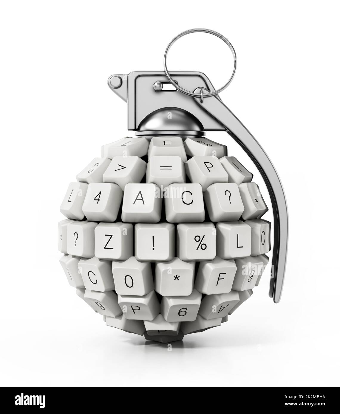 Keyboard keys form a hand grenade. 3D illustration Stock Photo - Alamy