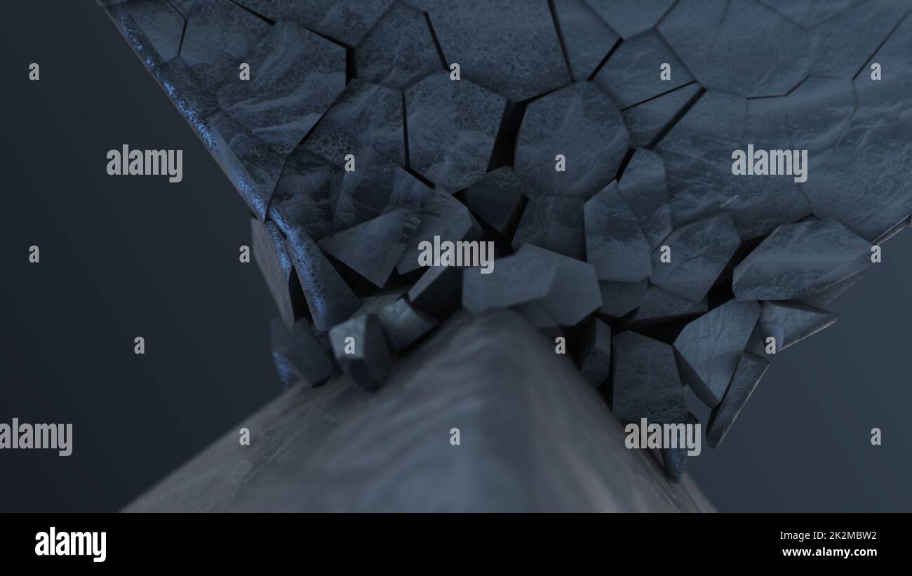 Abstract cubes colliding and breaking apart destruction concept Stock ...