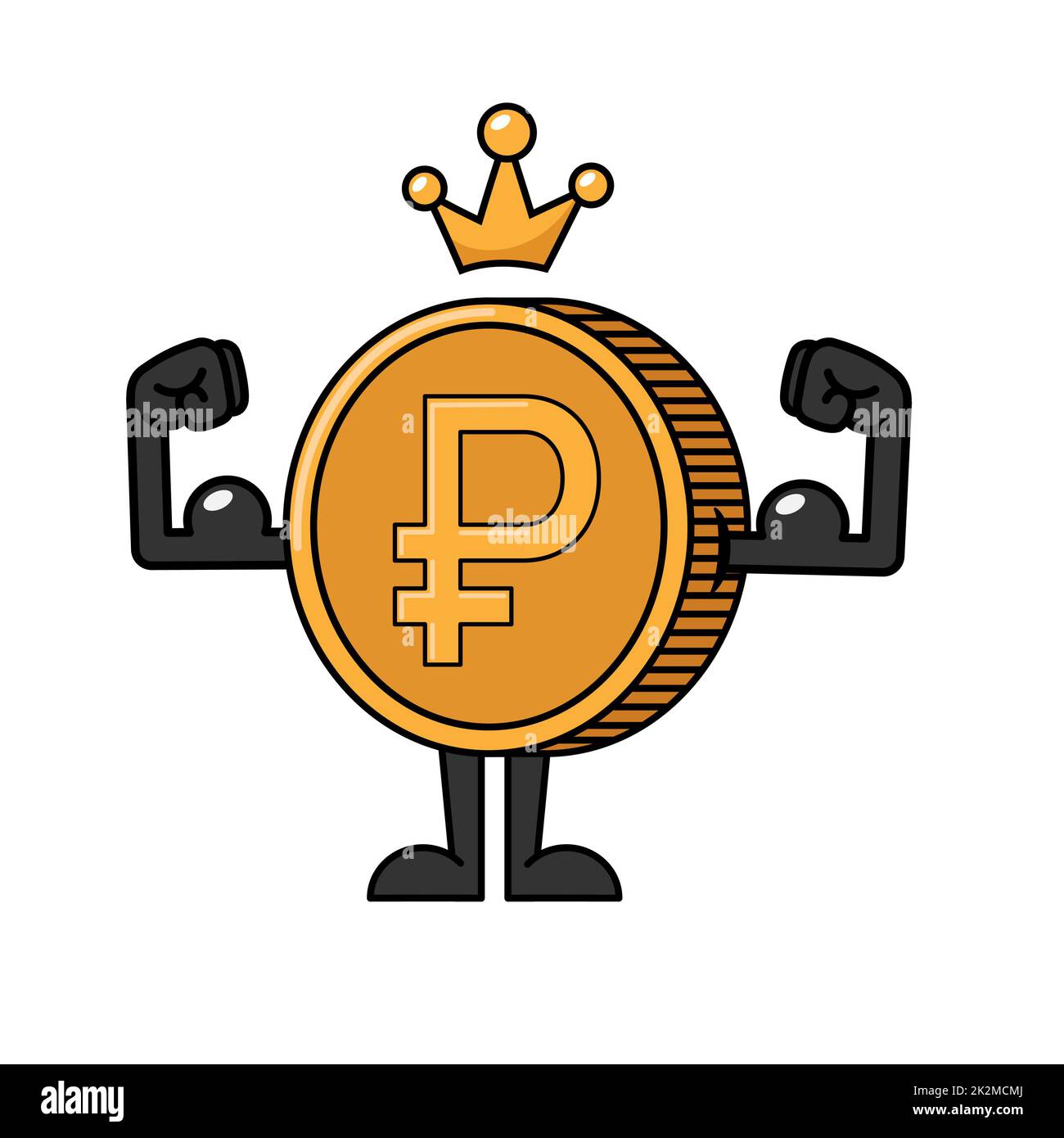 Strong Russian Ruble Coin Cartoon Character Stock Photo - Alamy
