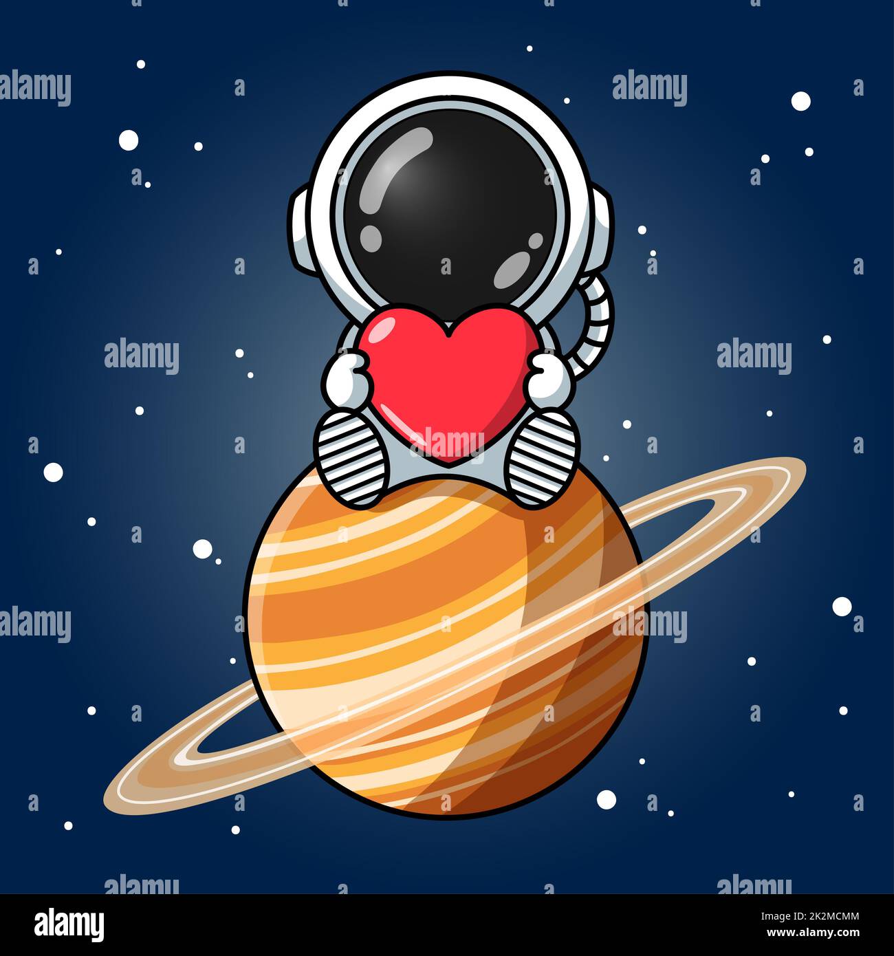 Cute Astronaut Holding Love Heart On The Saturn Stock Photo - Alamy