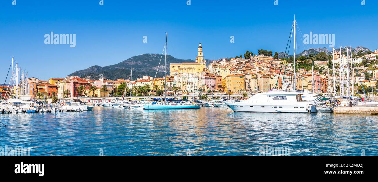 Menton on the French Riviera, named the Coast Azur, located in the ...