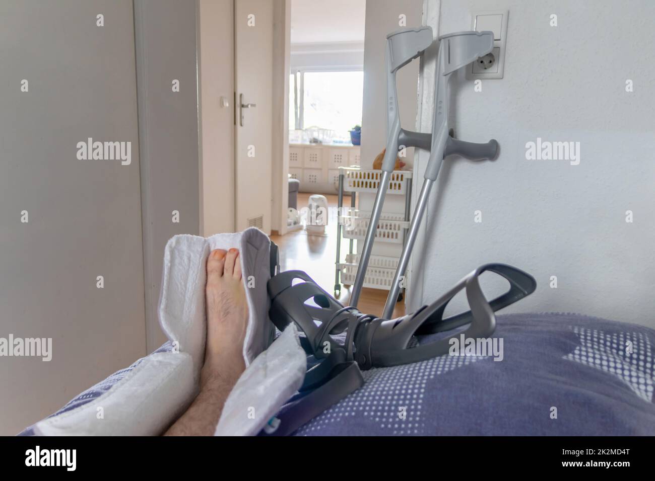 European man after Achilles tendon rupture operation is back home with ...