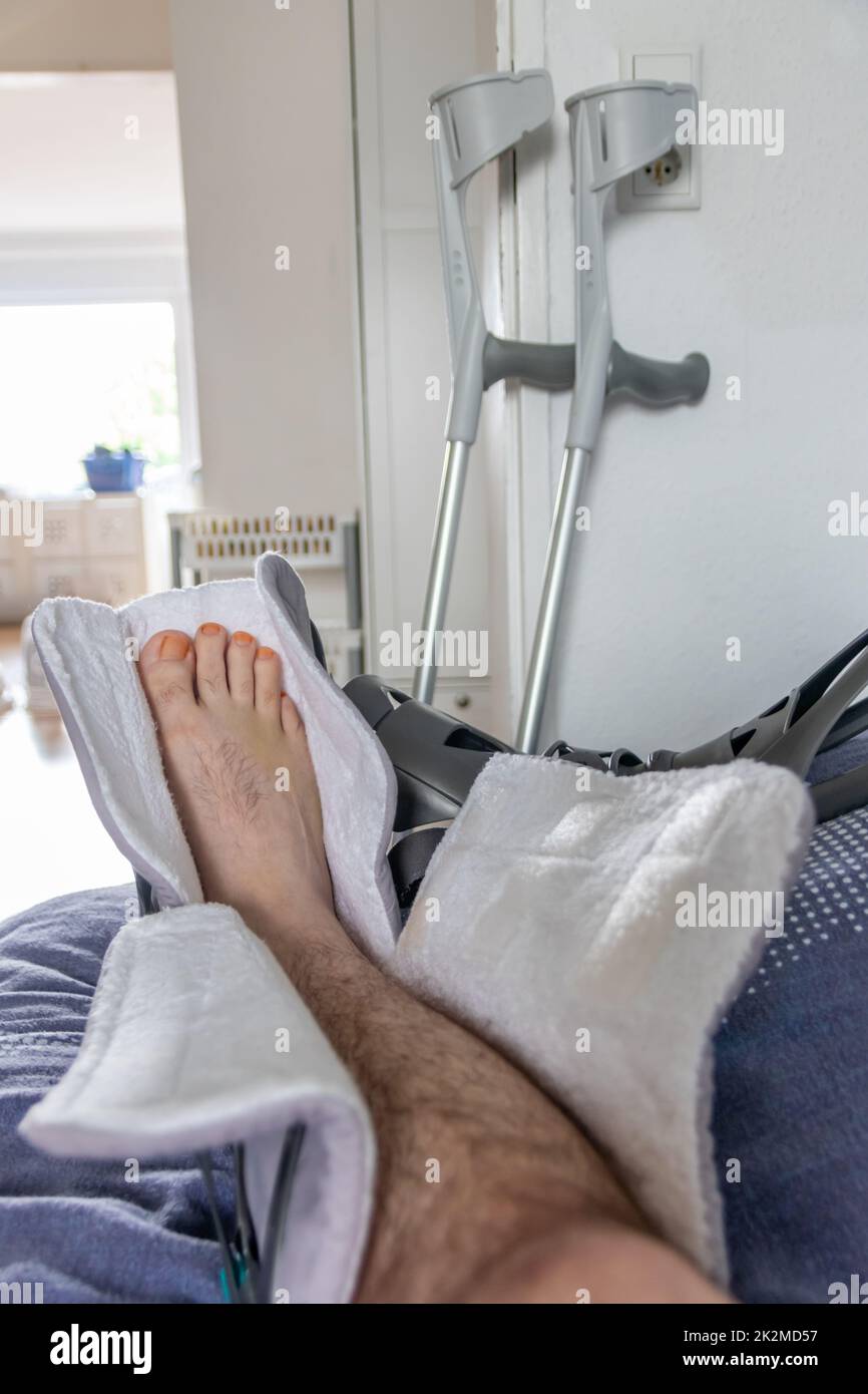 European man after Achilles tendon rupture operation is back home with ...