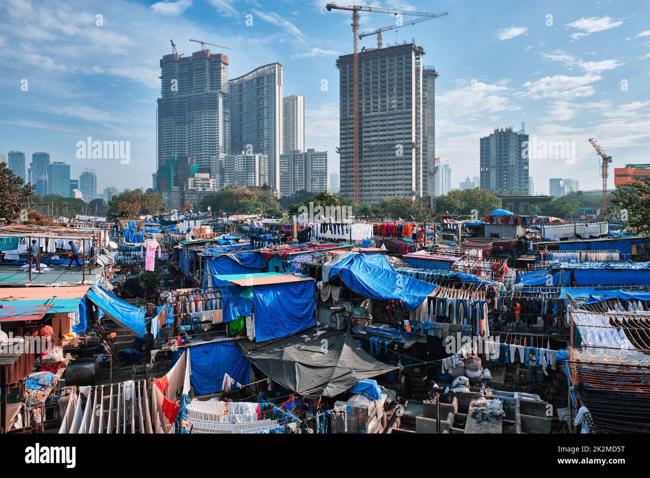 Dhobi Ghat is an open air laundromat lavoir in Mumbai, India with ...