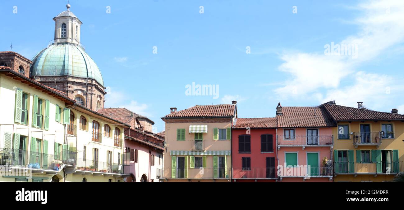 The historic center of medieval origin of Gassino Torinese with the ...