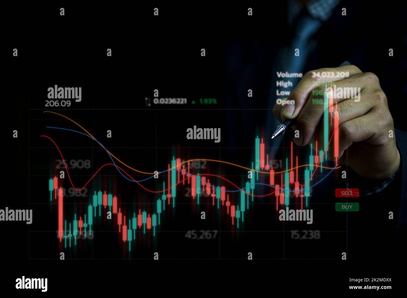 Businessman hand forex trading financial stock market by graph and ...
