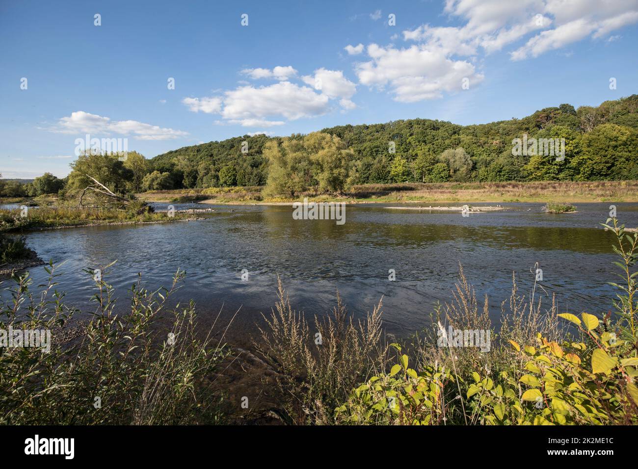 the renaturalized and redesigned Lenne river in Hagen, Ruhr Area, North ...