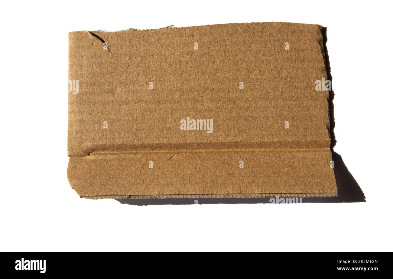 A piece of corrugated cardboard insulated on a white background ...