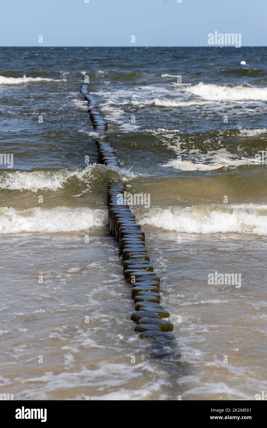 Waves on the beach of Zempin on the island of Usedom on a beautiful day ...