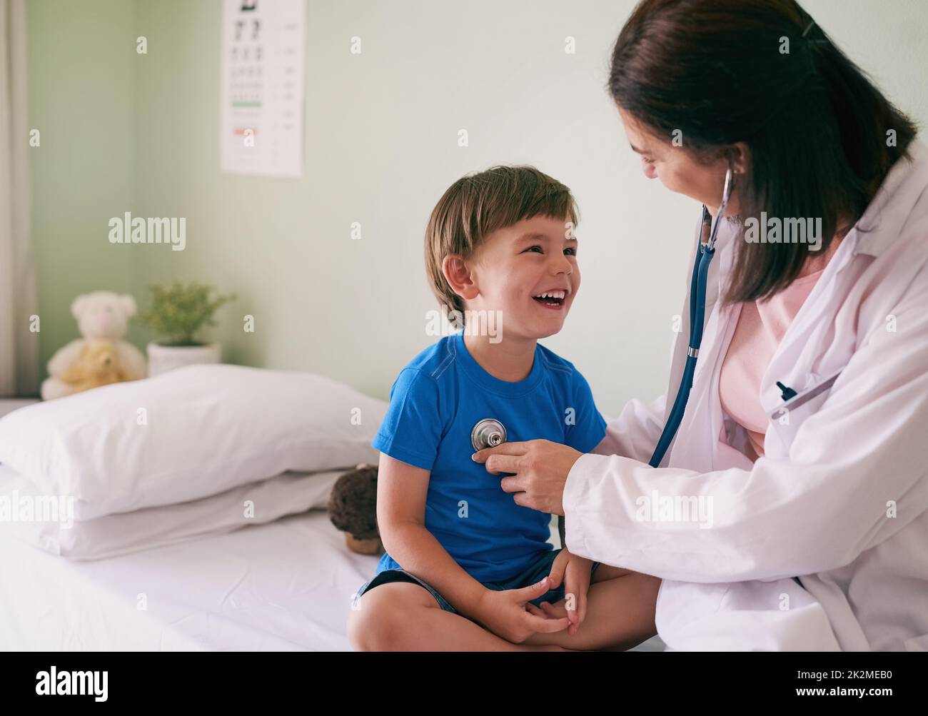 Tell mom to go celebrate your bravery and cooperation. Shot of a female ...