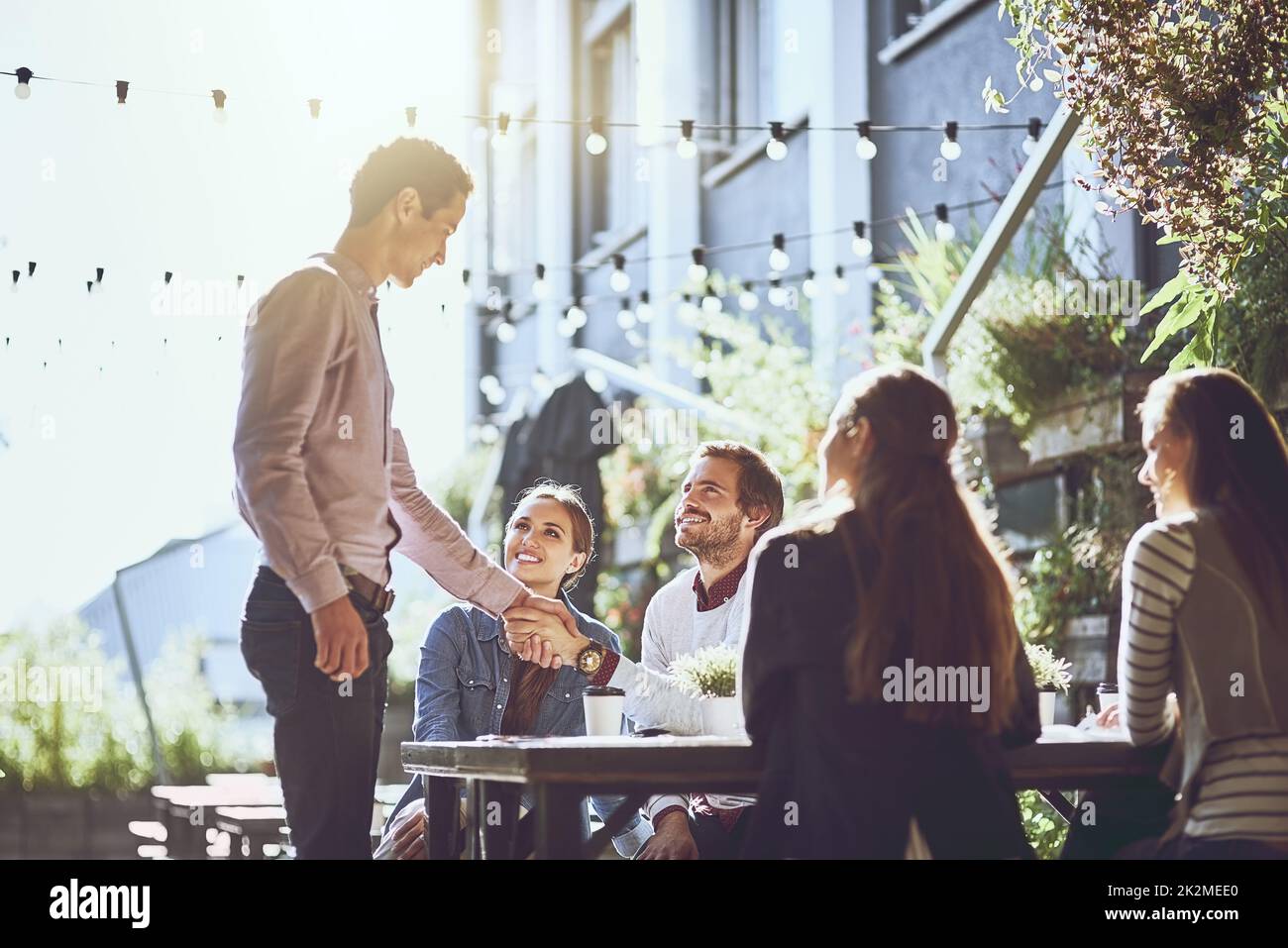 We look forward to working with you. Shot of colleagues shaking hands ...