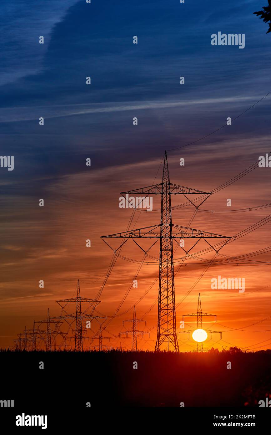 electricity transportation with hgh voltage wire on pylon Stock Photo ...
