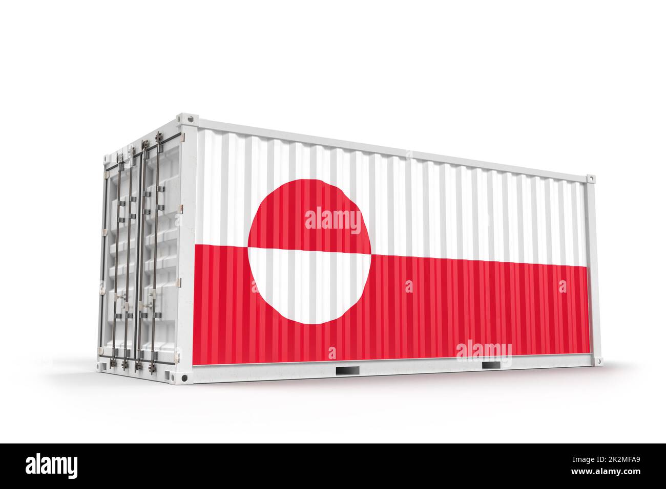 Realistic shipping cargo container textured with Flag of Greenland. Isolated. 3D Rendering Stock ...