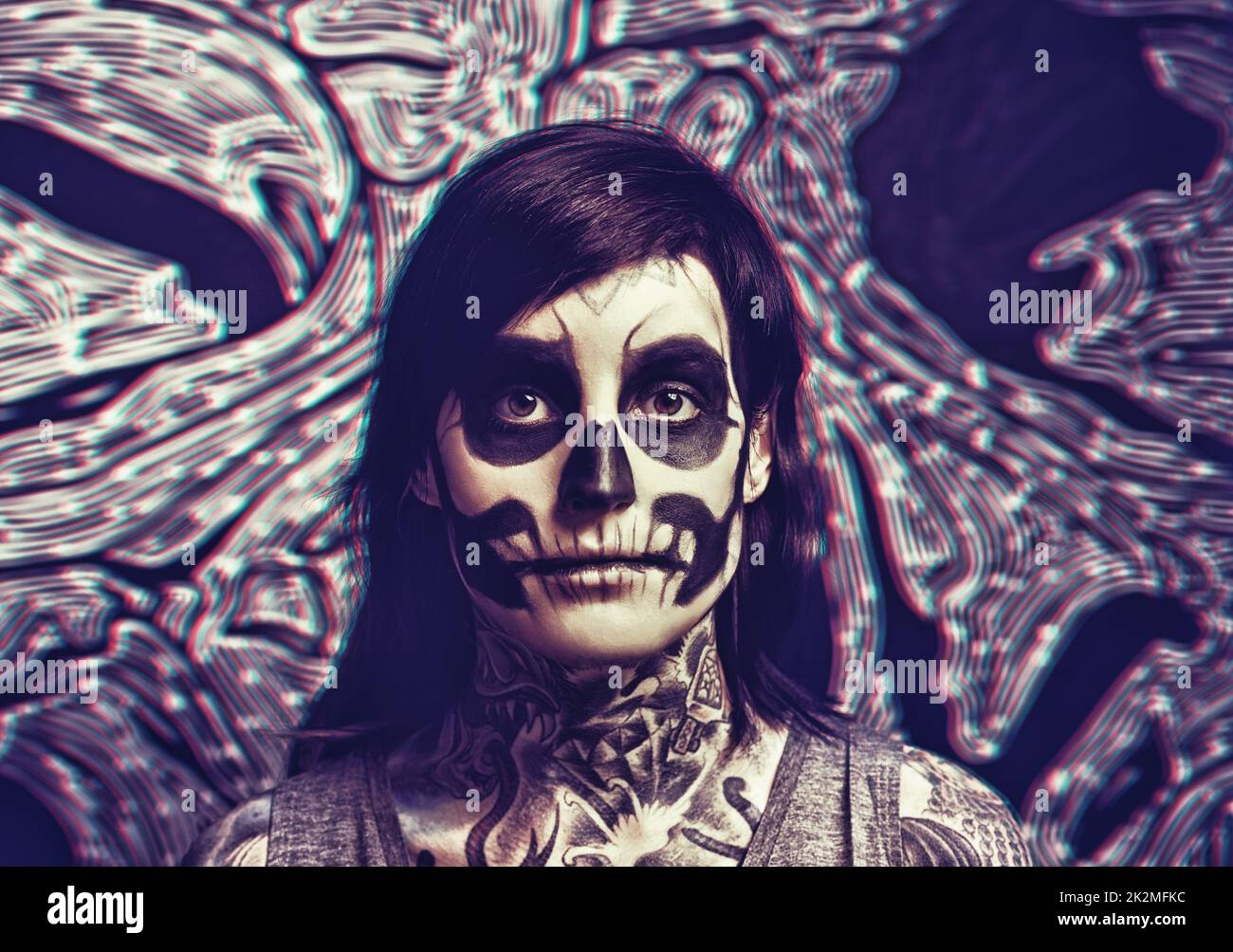 Death is beautiful. A woman with a traditional calaveras death mask ...